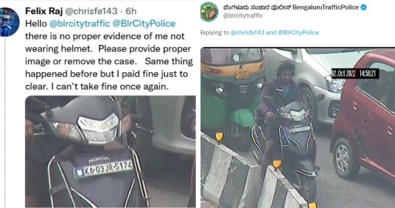 Man dares Bengaluru Traffic Police to provide evidence of violation ...