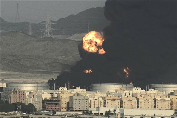 Saudi Aramco storage facility targeted by Houthi attack causing fire ...