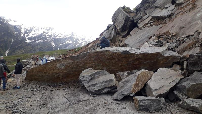 Manali-Leh highway blocked near Zingzingbar in Lahaul and Spiti following flash flood - The Tribune