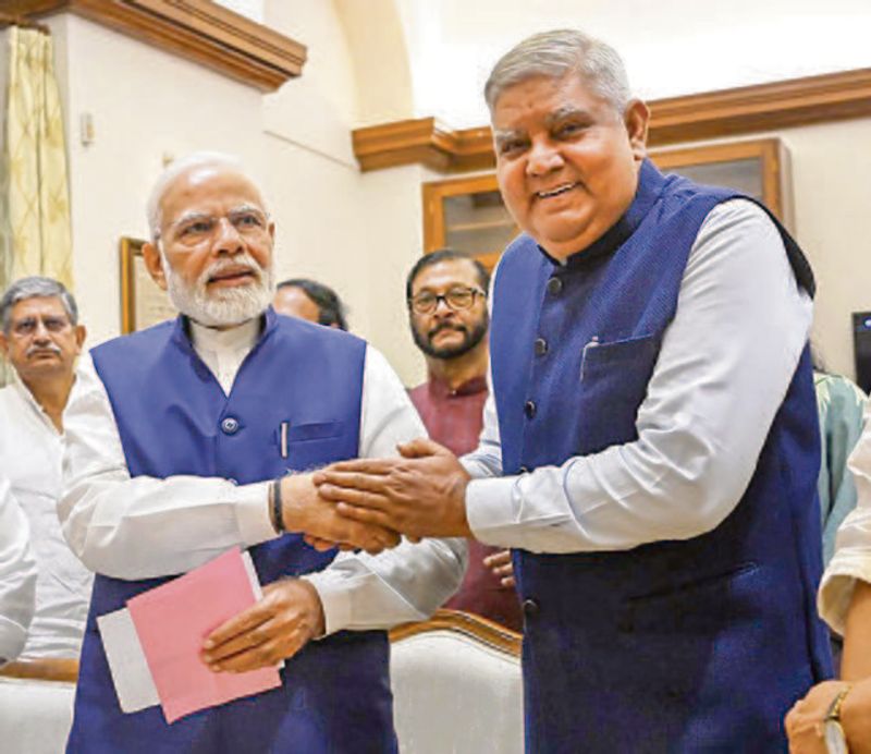 Two great men: VP Dhankhar brackets Modi and Mahatma Gandhi - The Tribune